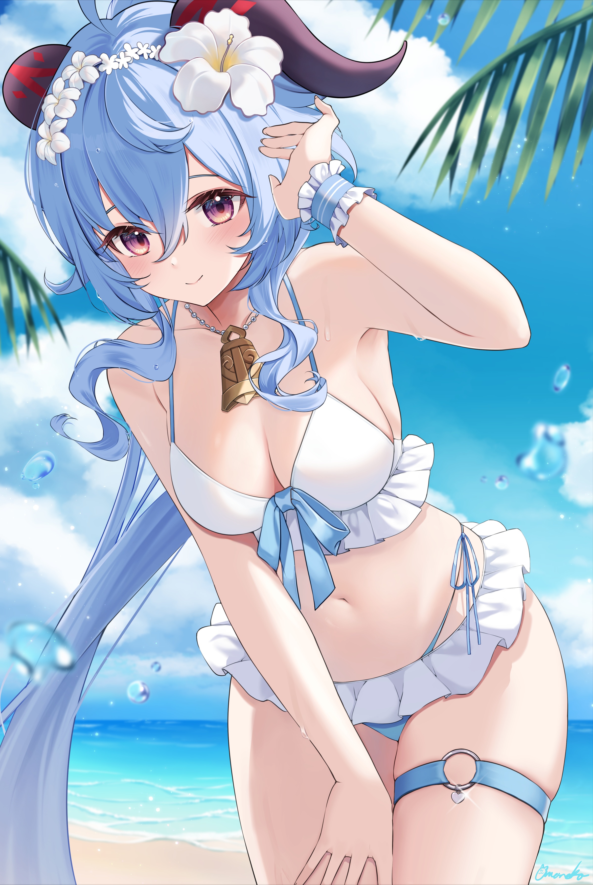 amaneko (amaneko y) genshin impact ganyu bikini garter horns swimsuits | #1192373 | yande.re